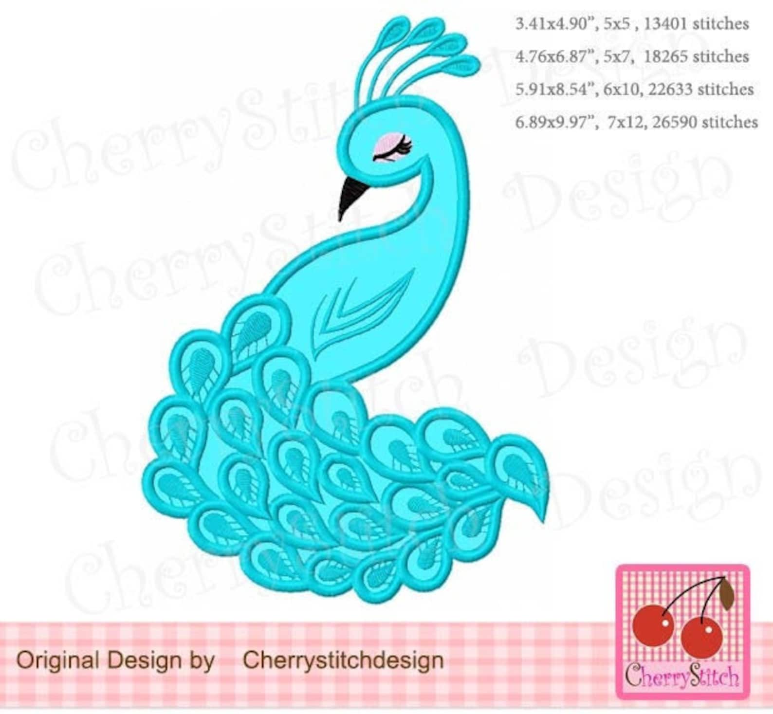 Peacock Machine Embroidery Applique Design AN0482 - Etsy