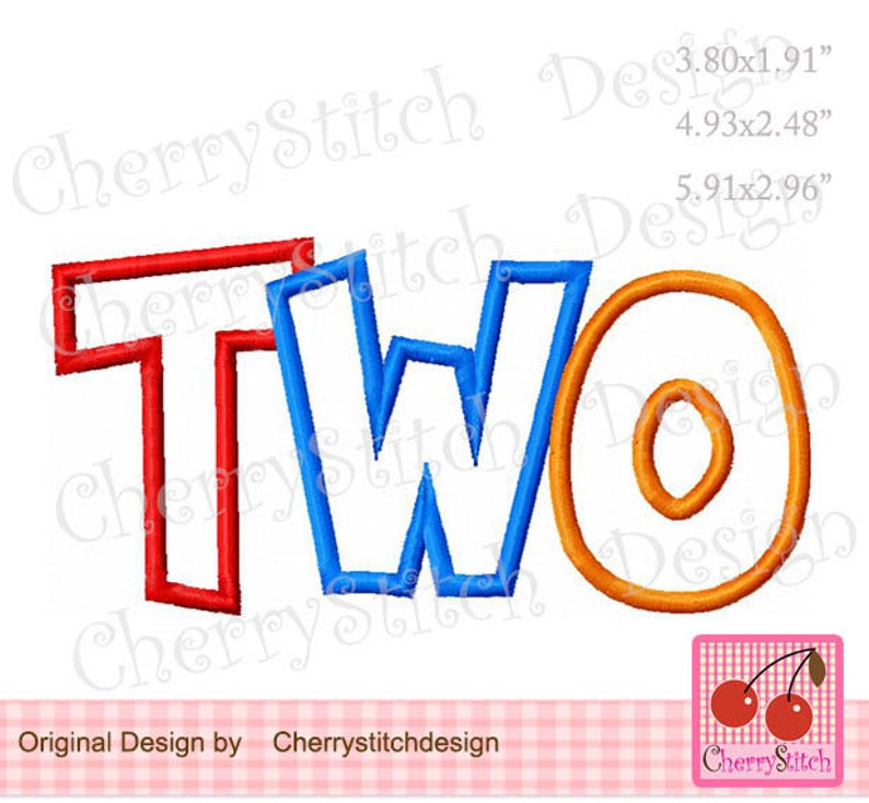 Birthday Number Two Applique - Machine Embroidery Design - Etsy