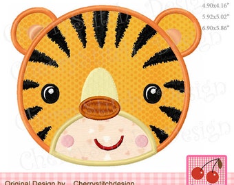 Zoo Baby Head Tiger Applique Machine Embroidery Design Boy Cute Jungle ...
