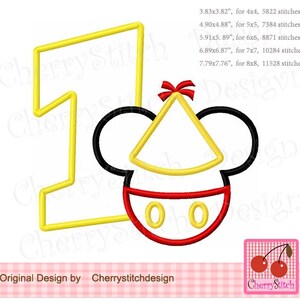 Mickey Number 1 Birthday Machine Embroidery Applique Design - Etsy