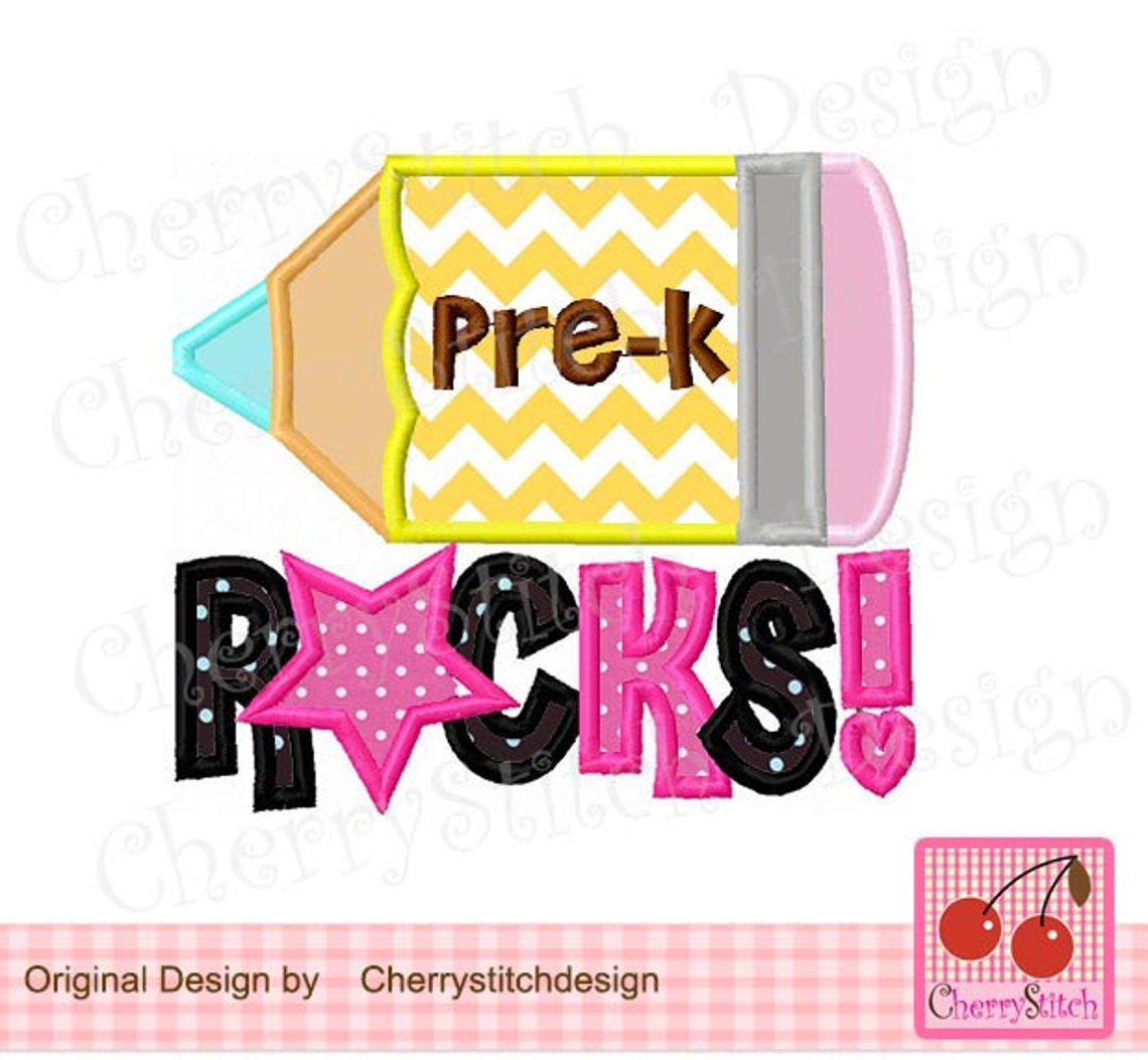 Pre-k Rocks School Machine Embroidery Applique Design 4x4 5x5 | Etsy