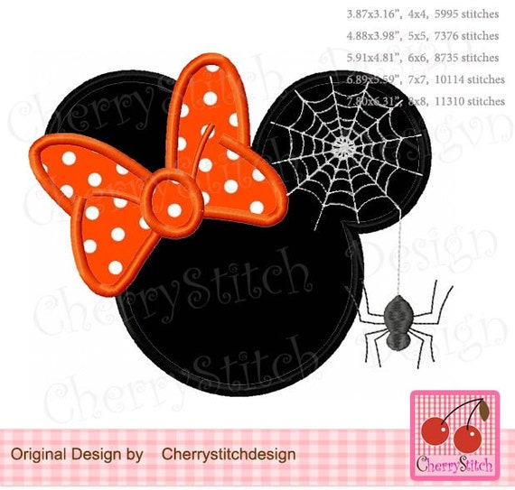 Halloween Minnie Spider Web Minnie Machine Embroidery Applique - Etsy
