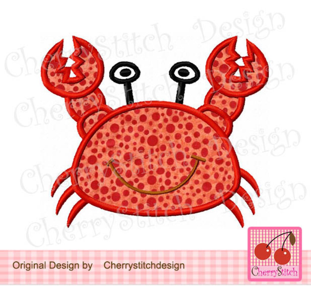 Embroidery Design Crab Machine Embroidery Applique - Etsy