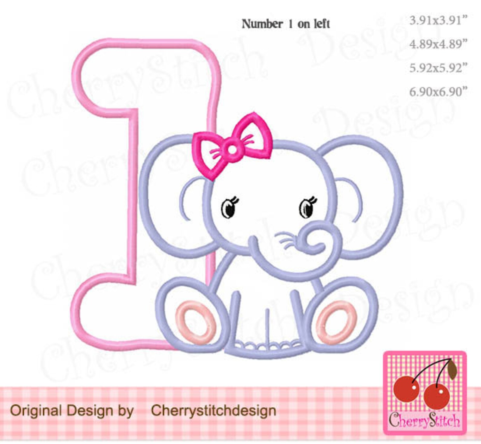 Elephant Number 1 Birthday Machine Embroidery Applique | Etsy