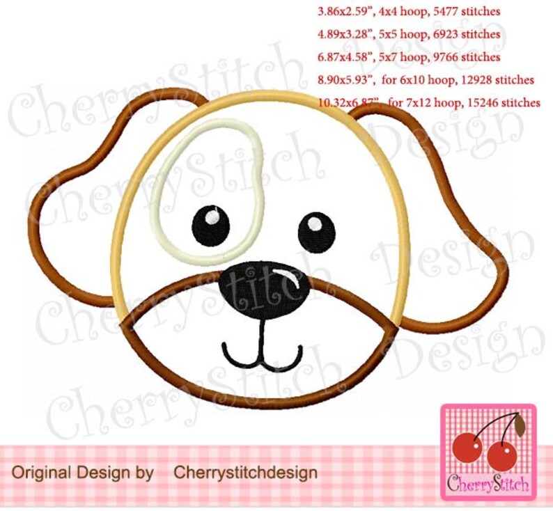 Dog Face Machine Embroidery Applique Design - Etsy