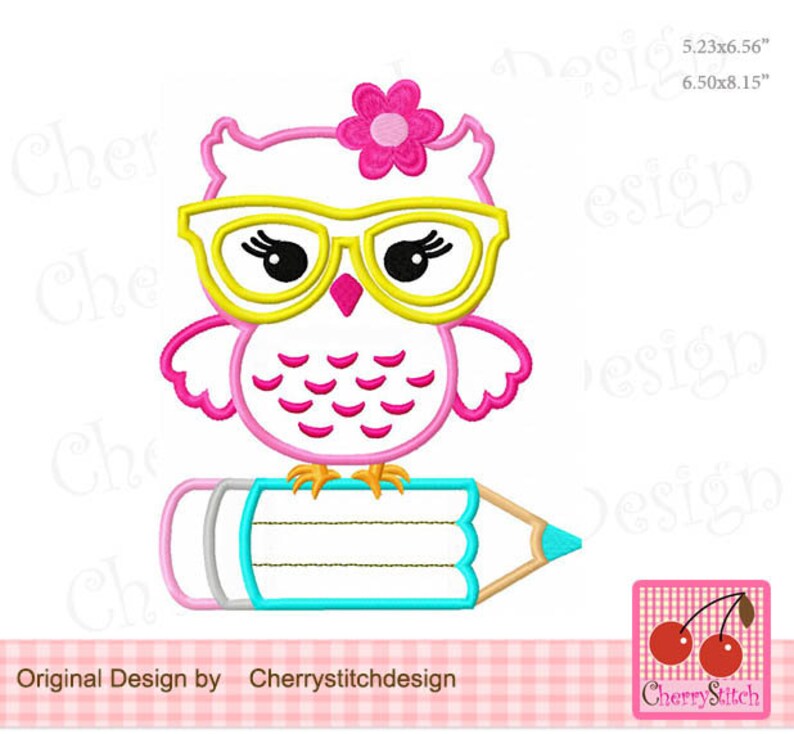 School Owl With Pencil Back to School Machine Embroidery - Etsy