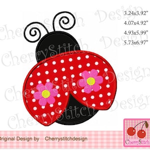 Ladybug Applique, Flower Ladybug Embroidery Applique Design - Etsy