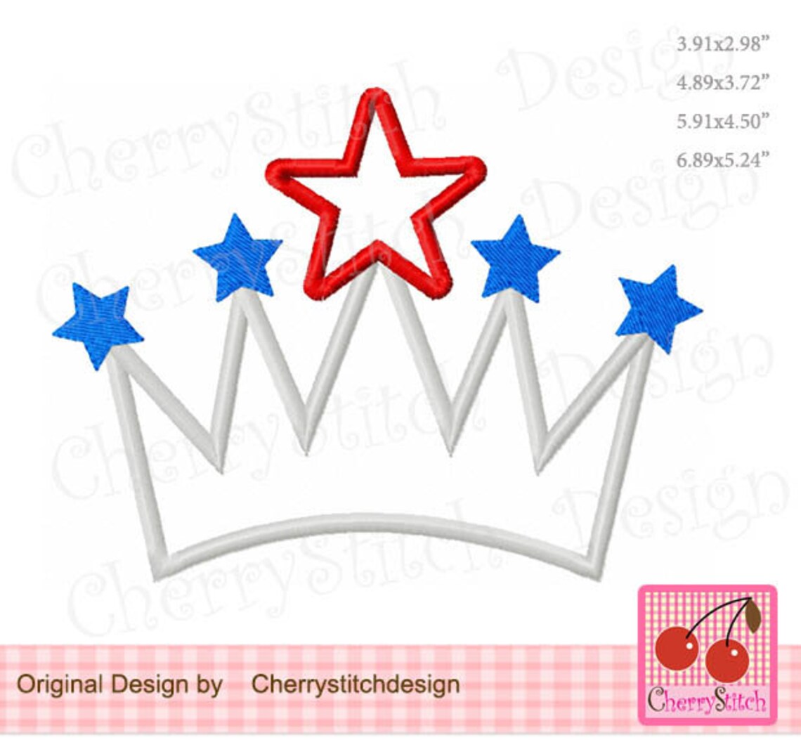 Princess Crown 4th of July Patriotic Machine Embroidery - Etsy