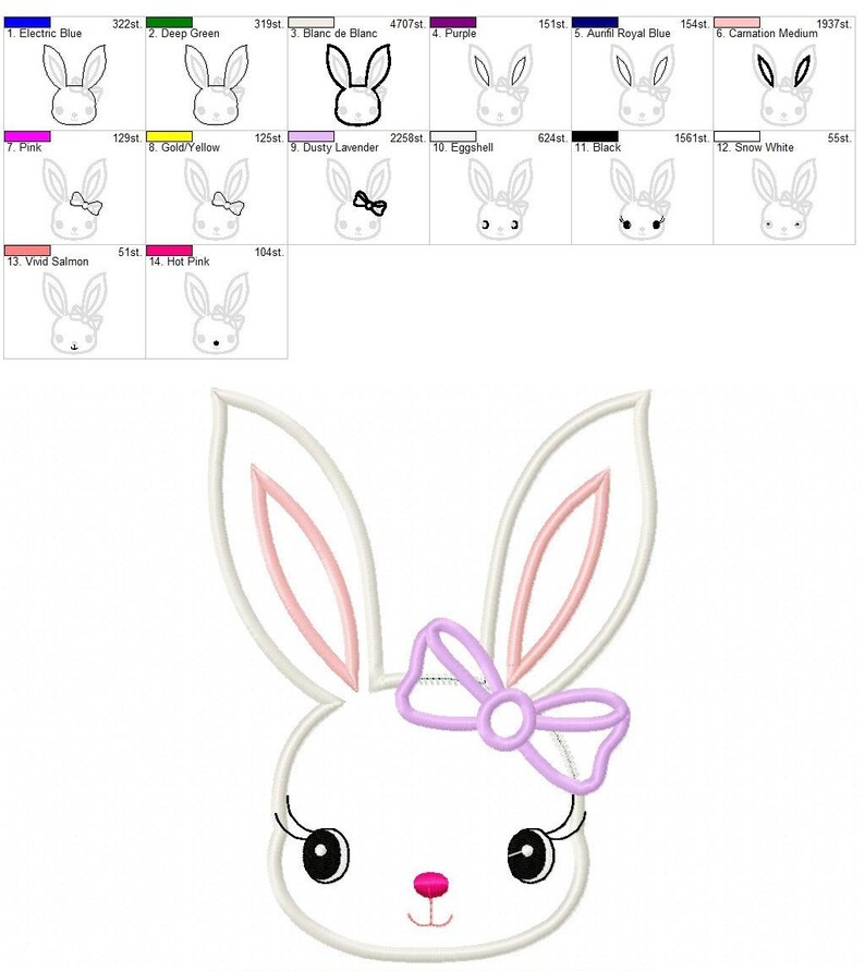 Embroidery Design Bunny Easter Bunny Girl Rabbit With Bow | Etsy