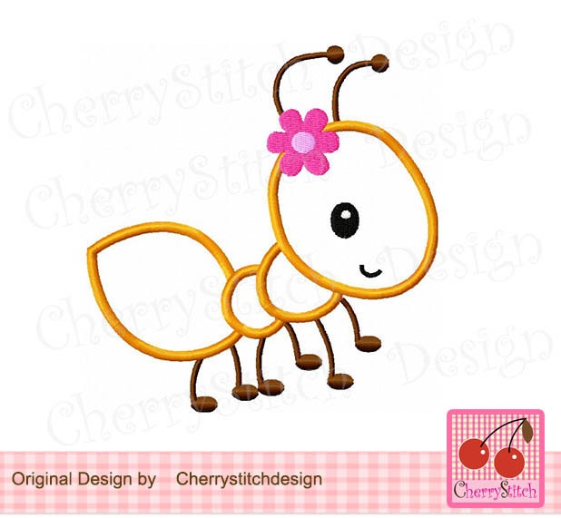 Ant With Flower Machine Embroidery Applique Design 4x4 5x5 - Etsy