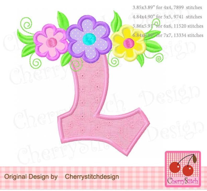 Monogram L Flowers Letter L Upper Case L Machine Embroidery - Etsy