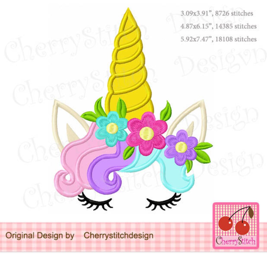 Unicorn Embroidery, Unicorn With Flowers Machine Embroidery Design - Etsy