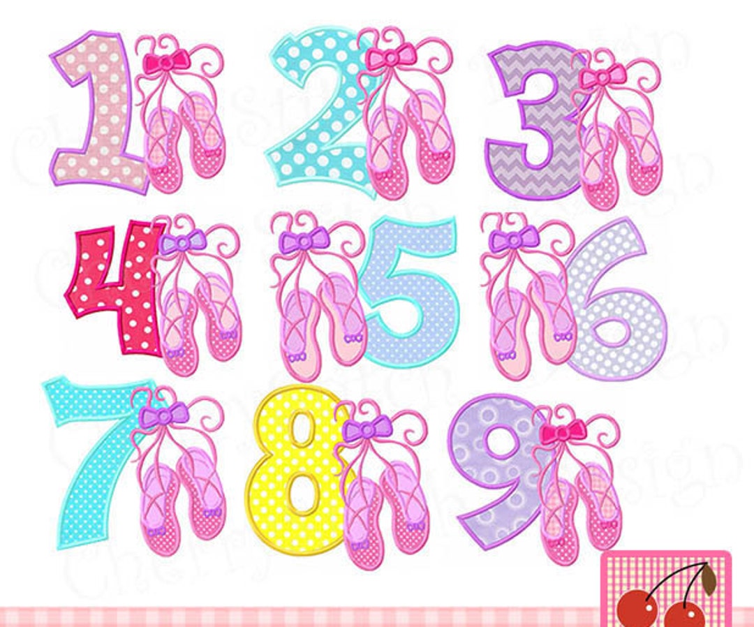 Ballet Shoes Numbers Birthday Numbers Machine Embroidery Applique - Etsy