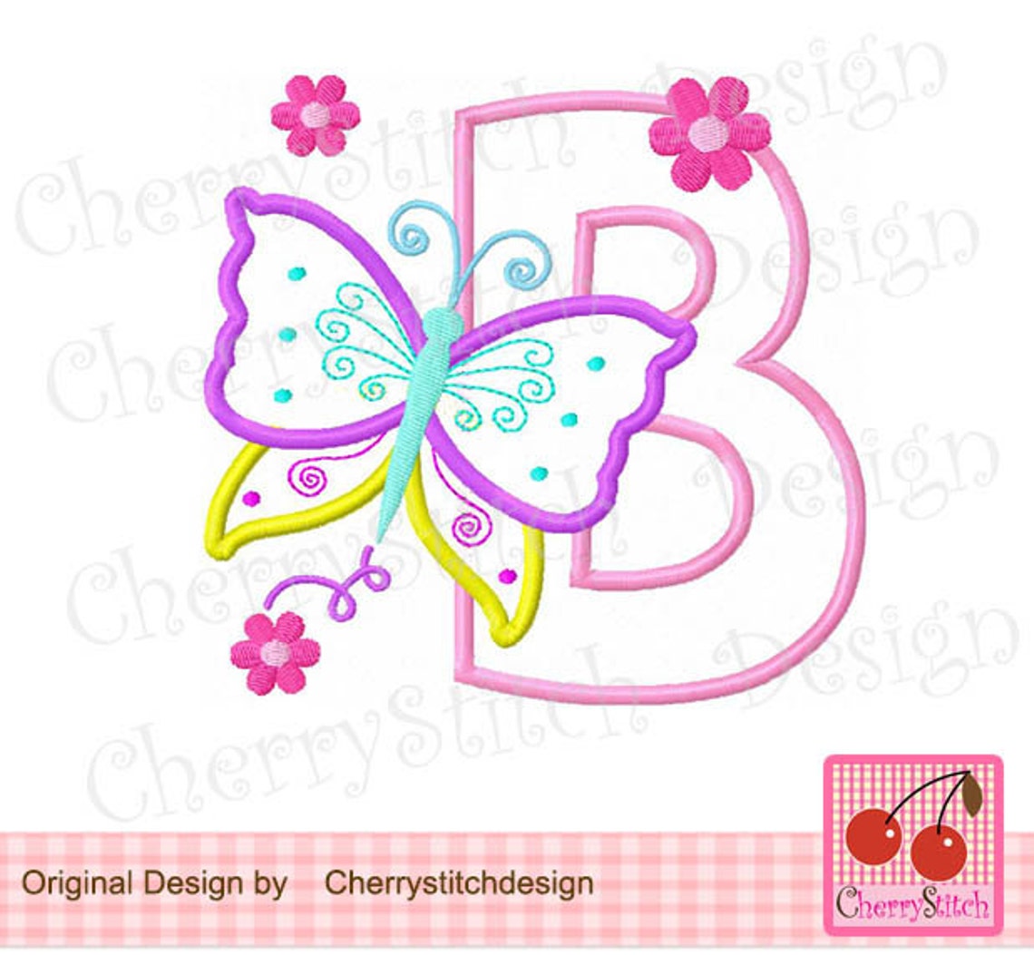 Butterfly Monogram B Letter B Machine Embroidery Applique Design - Etsy