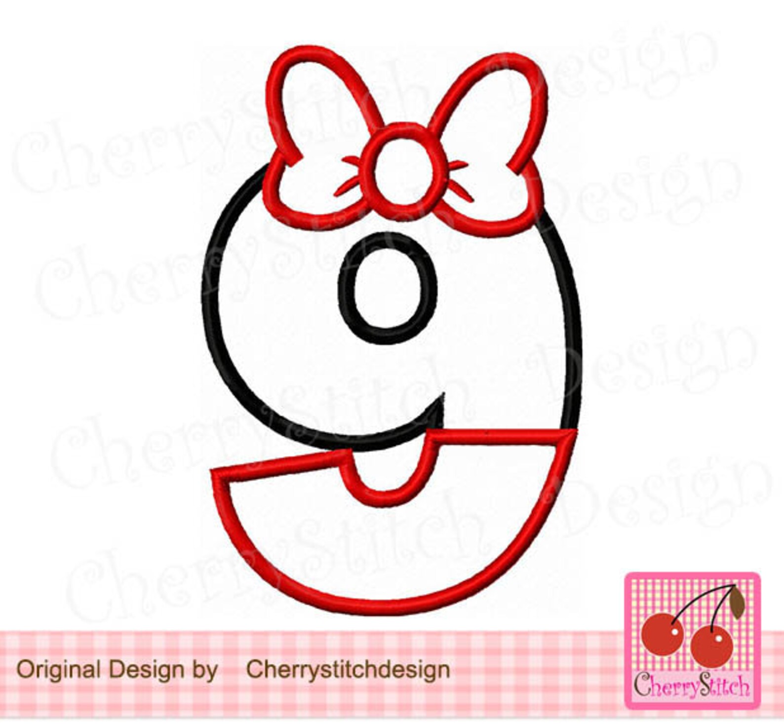 Birthday number 9 Minnie Number 9 applique Machine embroidery | Etsy