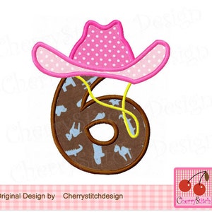 Cowboy Cowgirl Hat Number 6 Birthday Embroidery Applique - Etsy