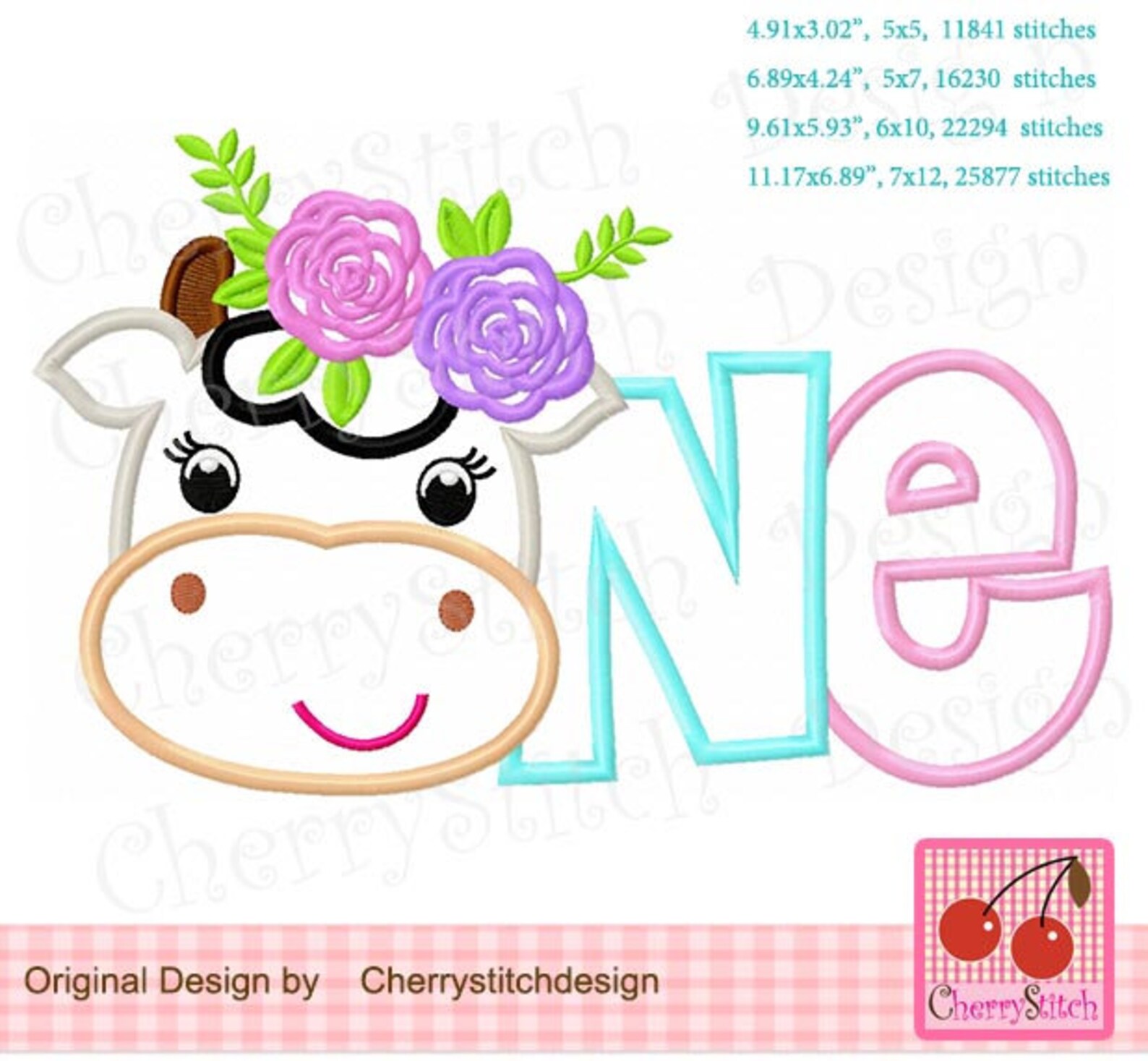 Cow Face One Cow One Flowers Cow Birthday One Machine - Etsy