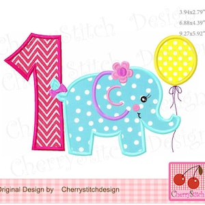 Elephant Number 1 Birthday Machine Embroidery Applique BIR0181 - Etsy