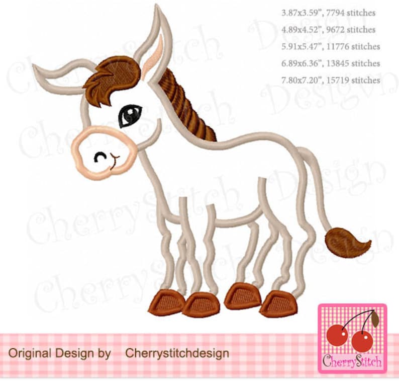 Donkey Applique Farm Animal Machine Embroidery Applique Design - Etsy