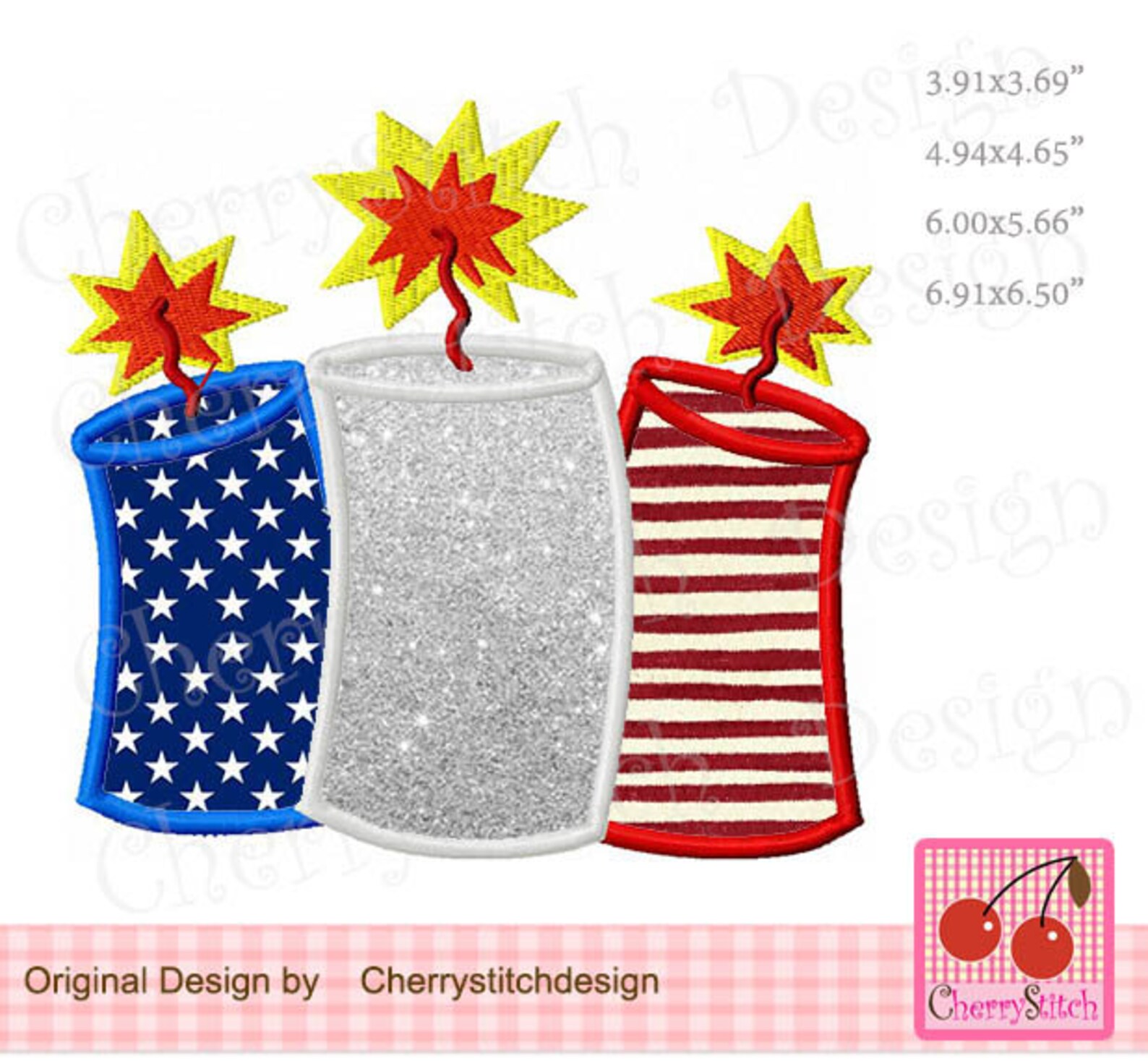 4th of July Firecrackers Patriotic Firecrackers Embroidery - Etsy