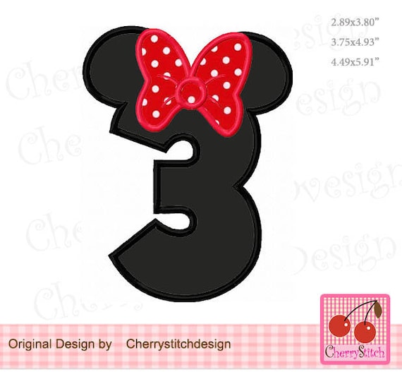 Number 3 Mouse Ears Number 3 Minnie Birthday Machine - Etsy