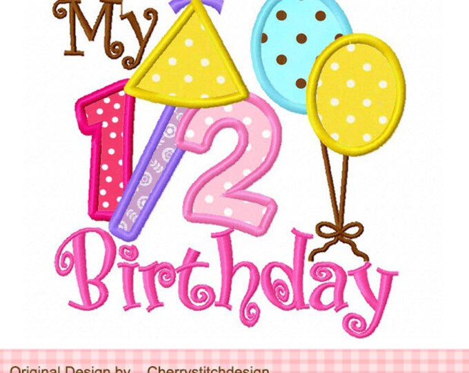 My 1/2 Birthday Birthday Embroidery Applique Design 4x4 5x5 - Etsy