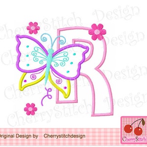 Butterfly Letter R Monogram Embroidery Applique - 4x4 5x5 6x6" - Etsy
