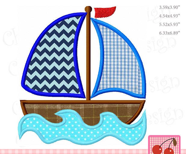 Sailboat Machine Embroidery Applique Design - Etsy