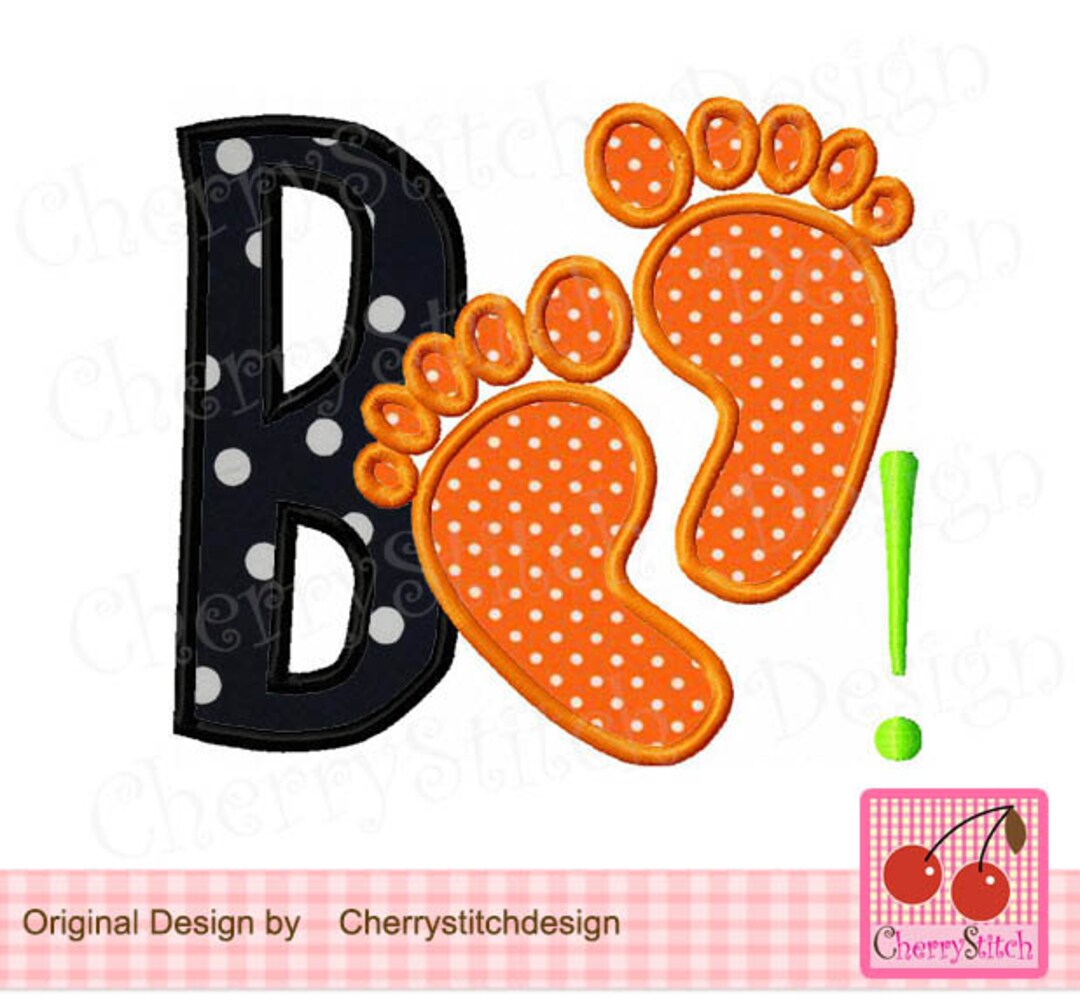 BOO Baby Footprints Halloween Machine Embroidery Applique Design HL0055 ...