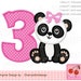 Panda Number 3, Panda Birthday Number 3 Machine Embroidery Applique ...