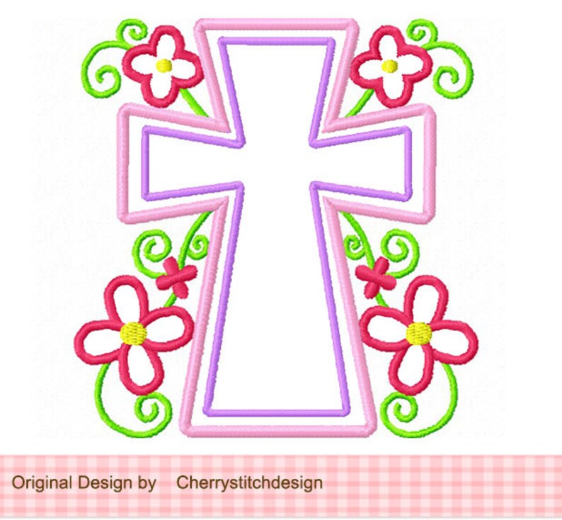 Cross Flowers Cross Machine Embroidery Applique 01 4x4 5x5 - Etsy