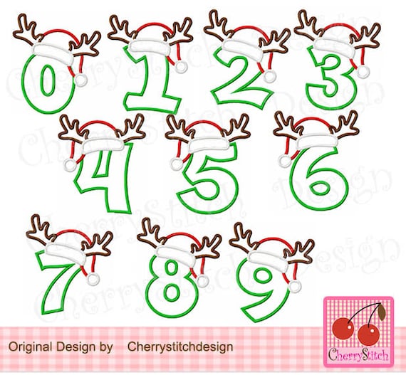 Reindeer Numbers 0-9 Christmas Machine Embroidery Applique | Etsy