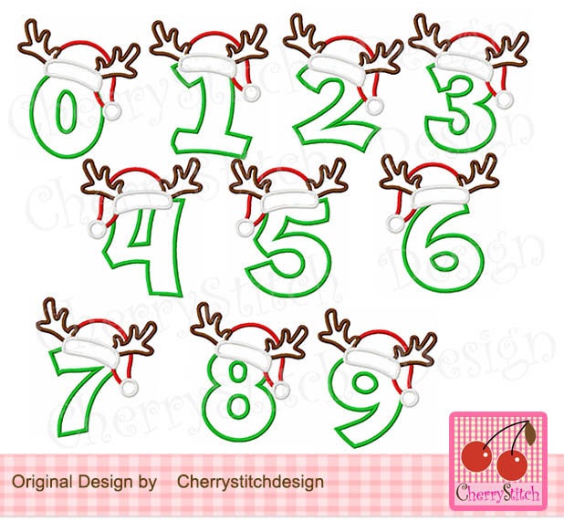 Reindeer Numbers 0-9 Christmas Machine Embroidery Applique | Etsy
