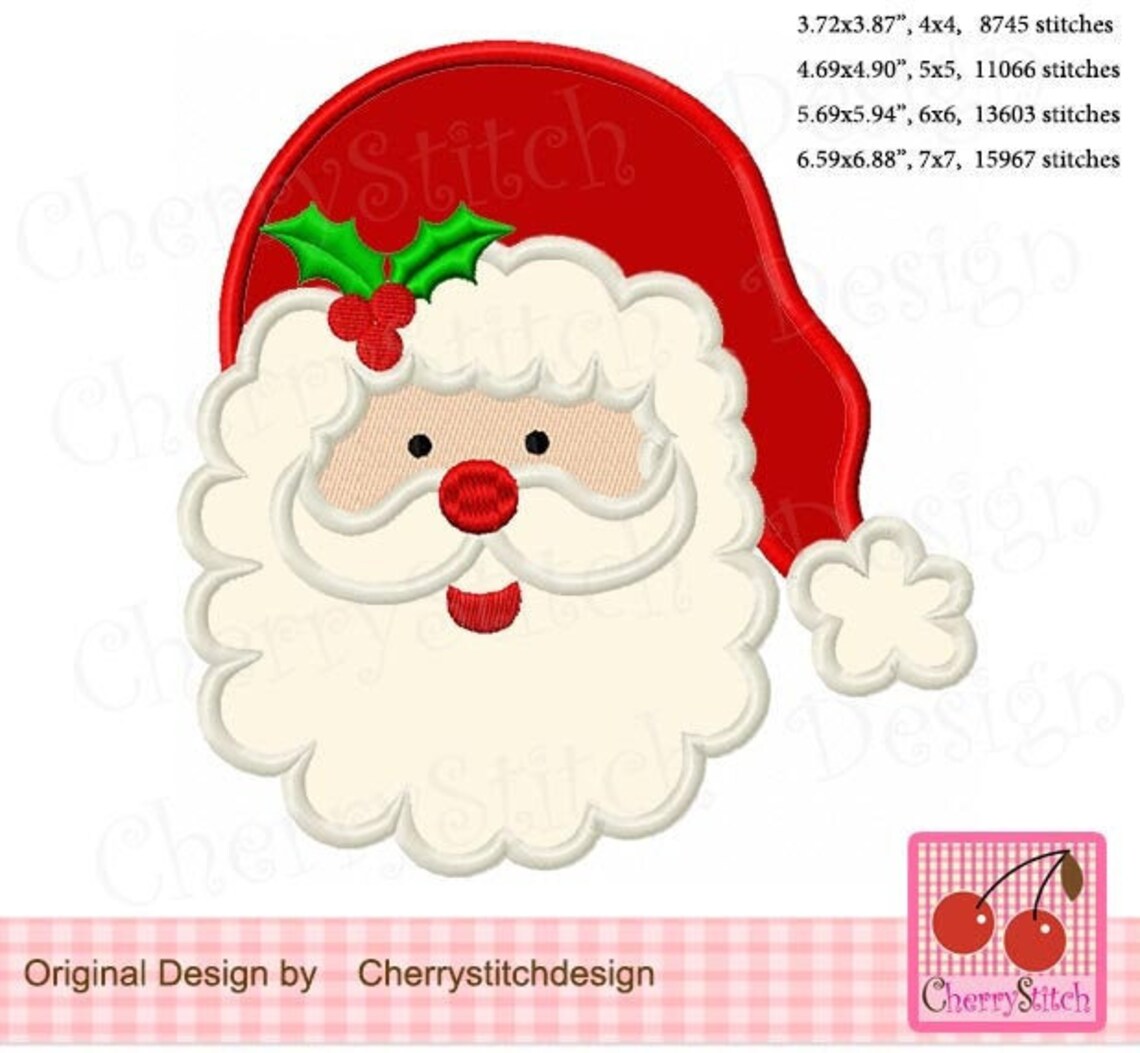 Christmas Santa Claus Face Machine Embroidery Applique Design CH0210 - Etsy
