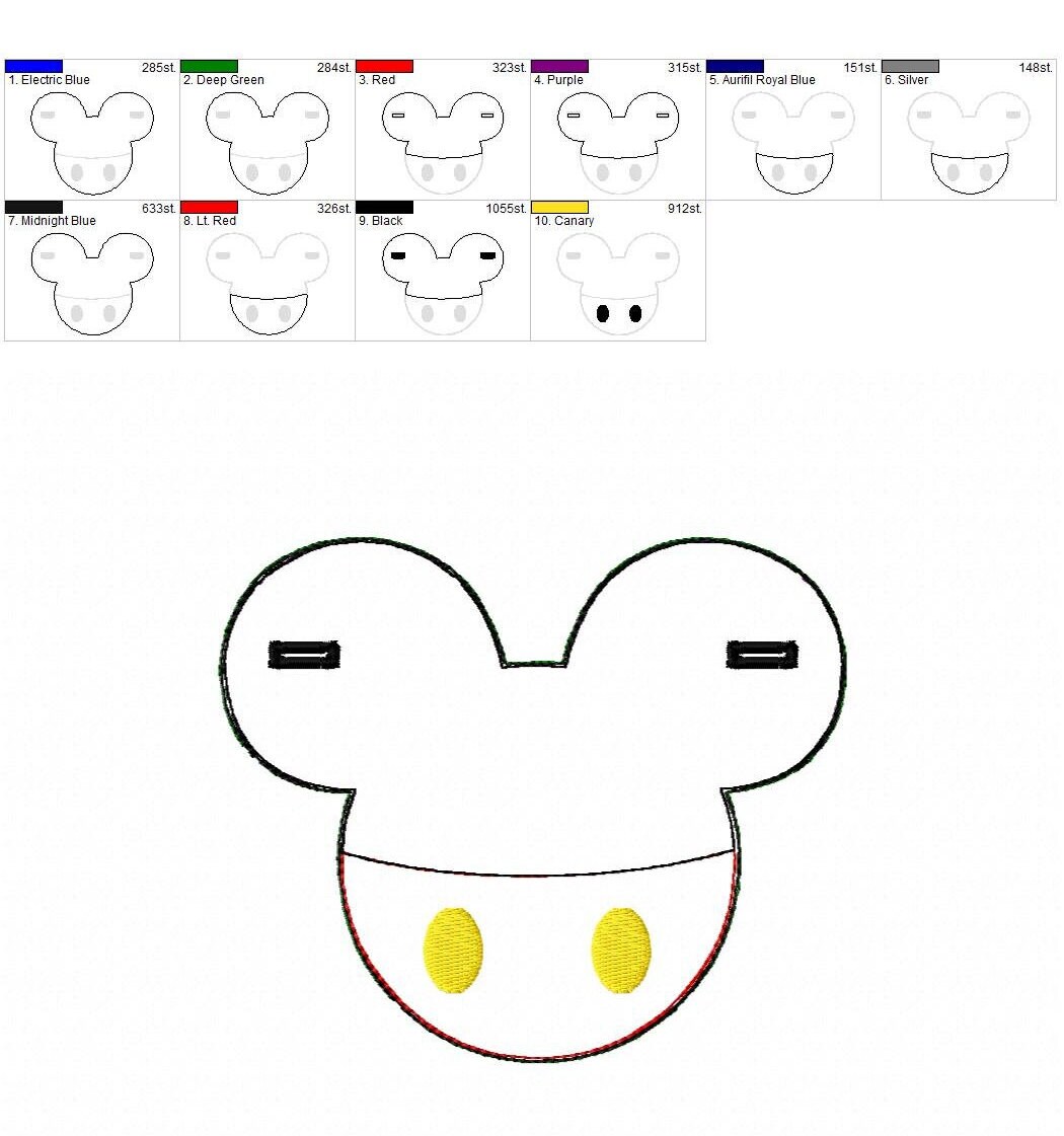 Mickey Mouse Ears Stroller Tag - Machine Applique Design (instant ...