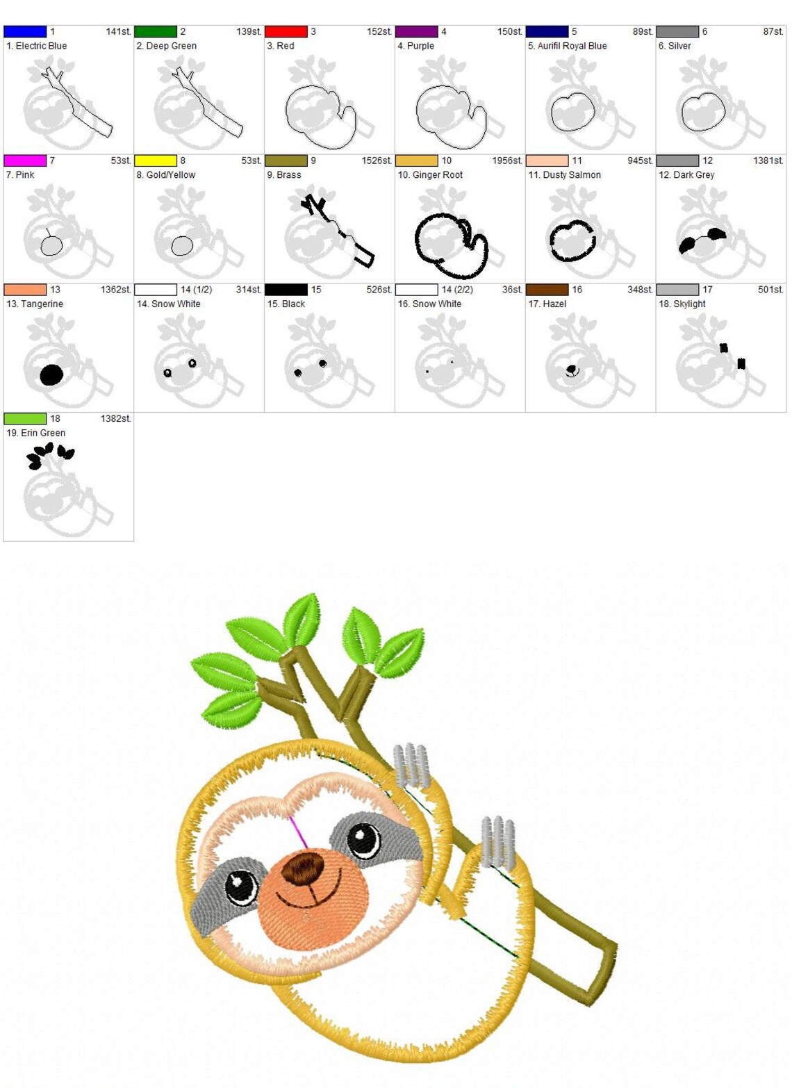 Baby Sloth Boy Animal Machine Embroidery Design AN0503 - Etsy