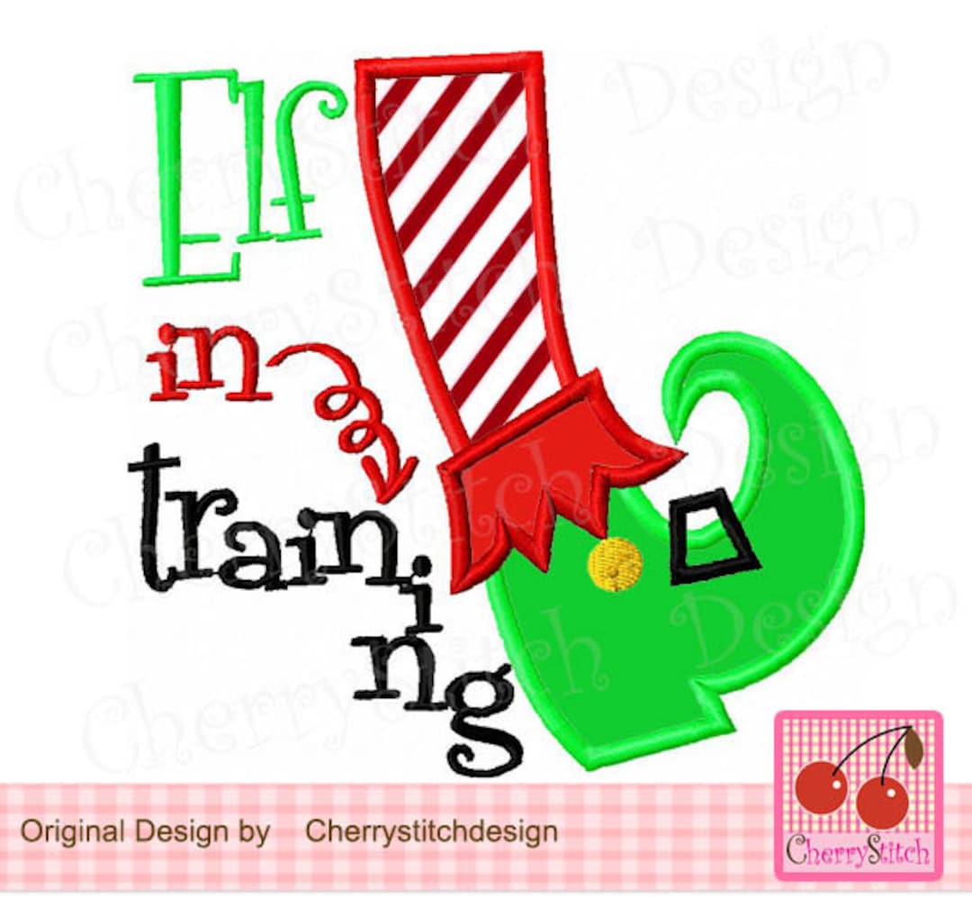 Christmas ELF, Elf in Training Machine Embroidery Applique - Etsy