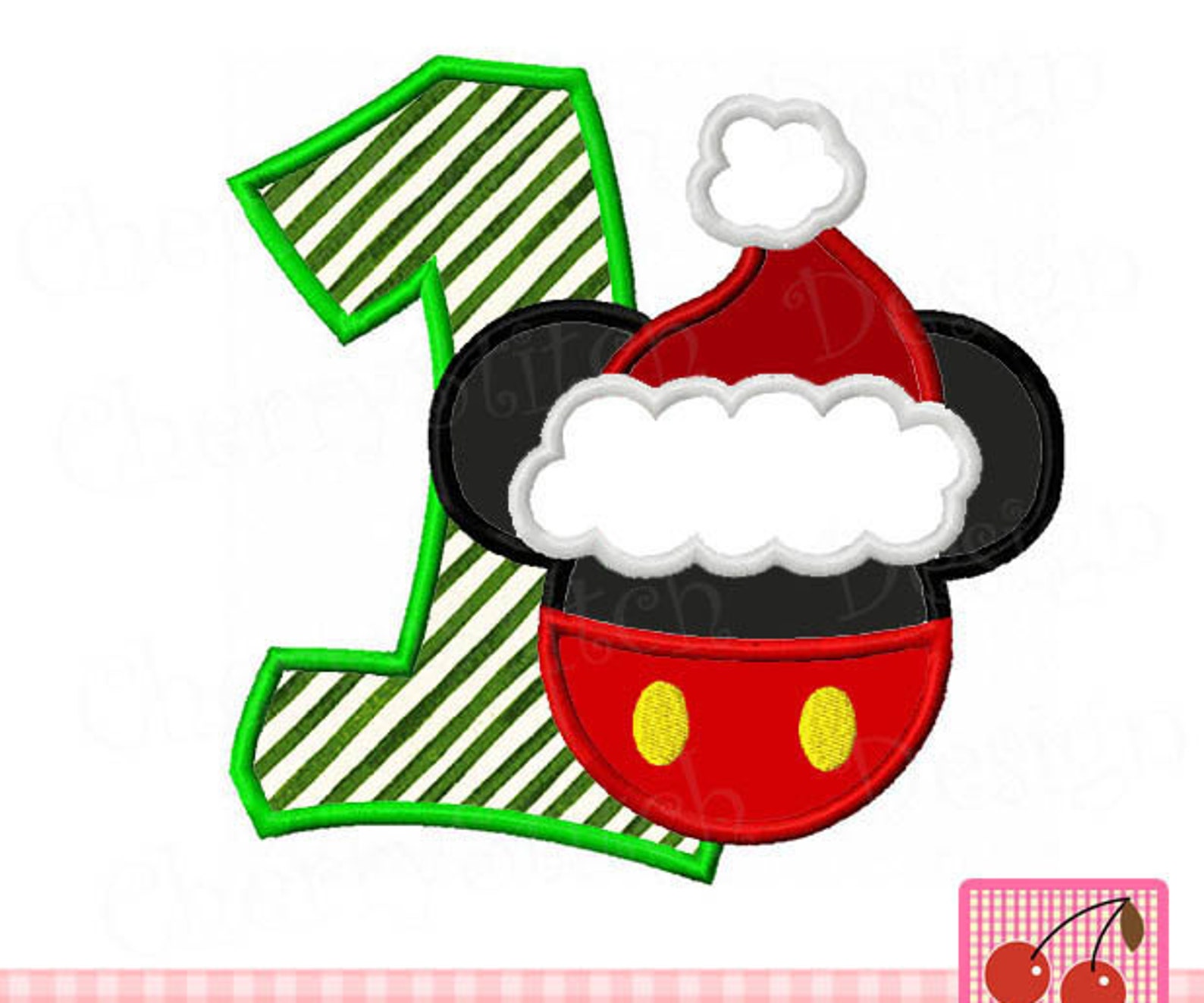 Christmas Mickey Number 1 Mickey Mouse Embroidery Applique - Etsy