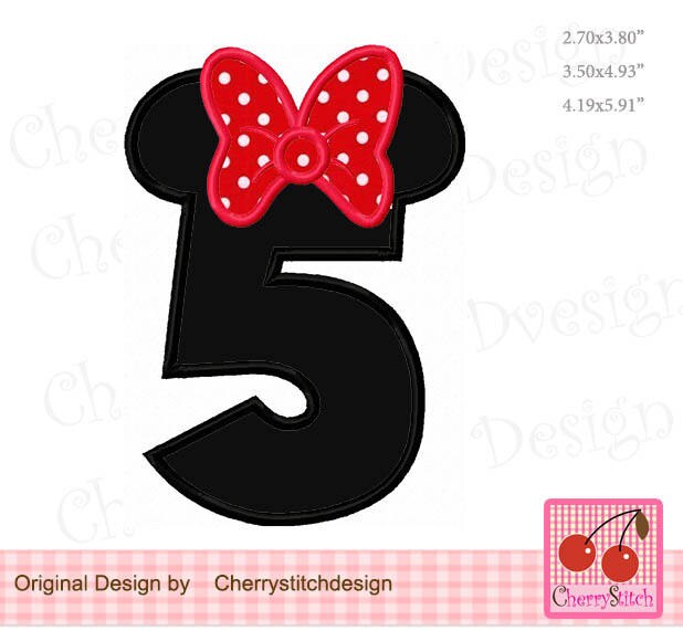 Minnie Number 5 Birthday Machine Embroidery Applique Design | Etsy