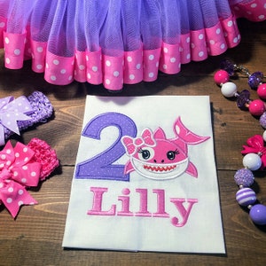 Shark Applique, Shark Number 2 Birthday Machine Embroidery Applique ...