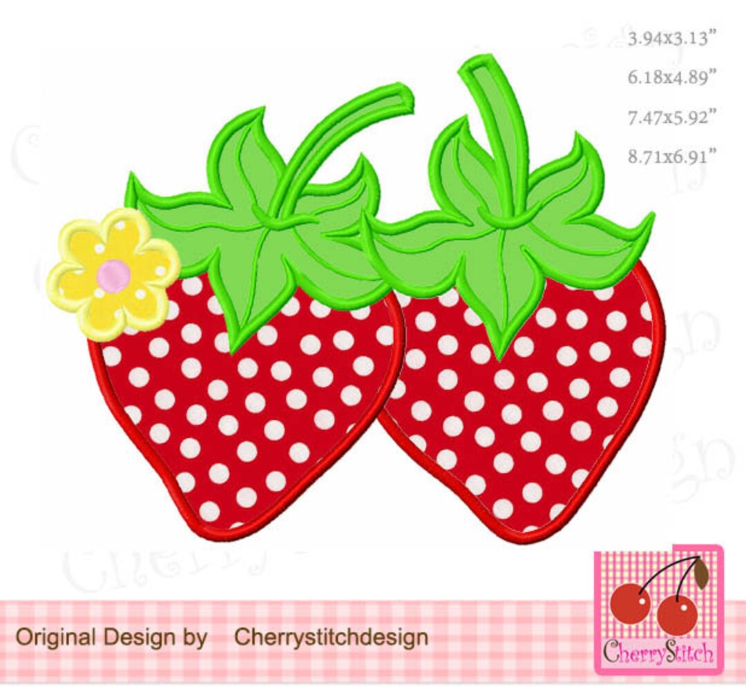Strawberries Machine Embroidery Applique - Etsy