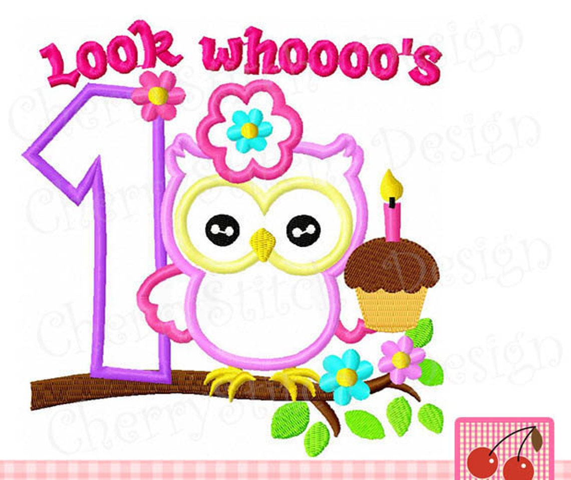 Look Whoooos 1birthday Owl With Number 1 Birthday Digital - Etsy