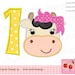 Cow Number 1 Cow With Bow Machine Embroidery Applique for 4x4, 5x7 and ...