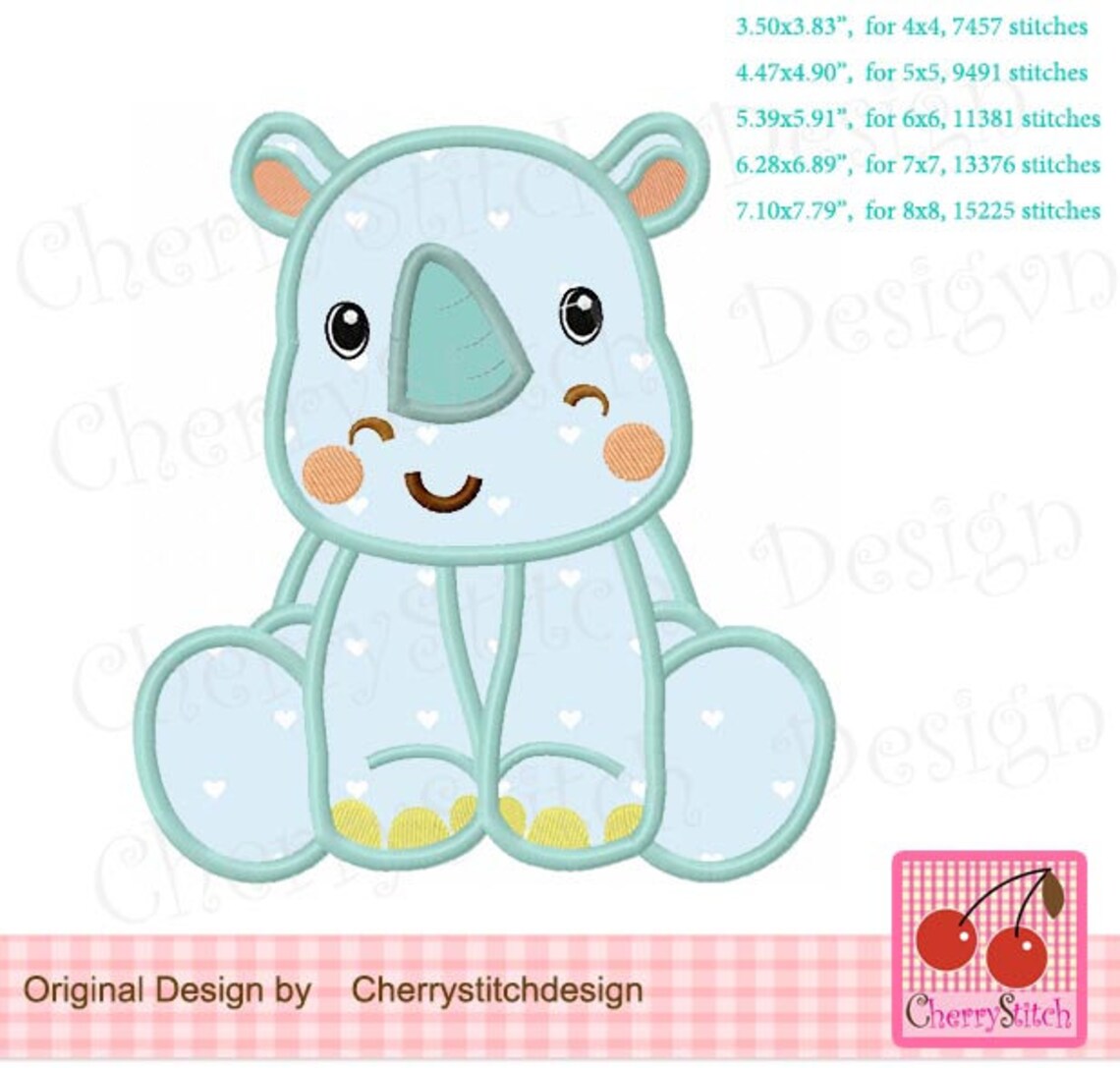 Rhino Baby Boy, Baby Animal Machine Embroidery Applique Design - Etsy