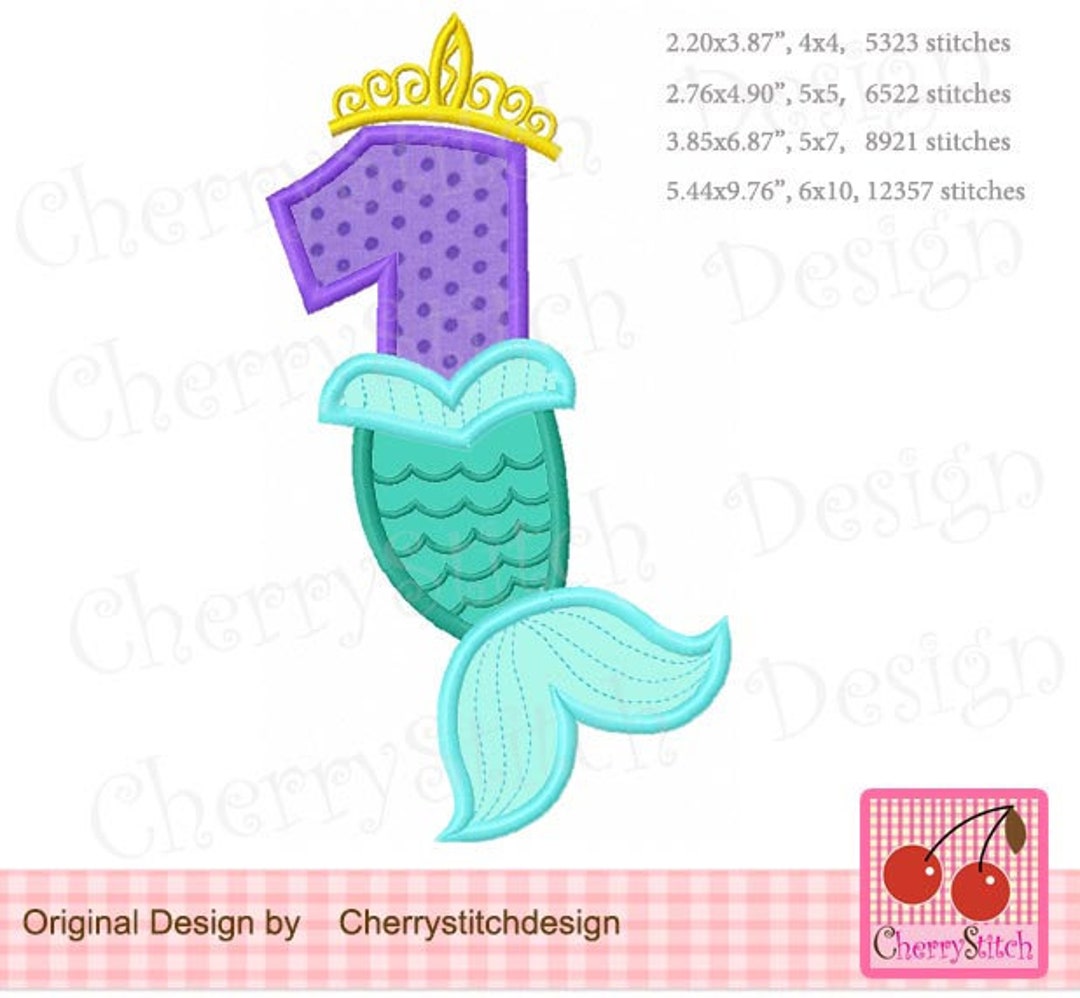 Mermaid Tail Number 1 Mermaid Number 1, 1st Birthday Princess Machine ...