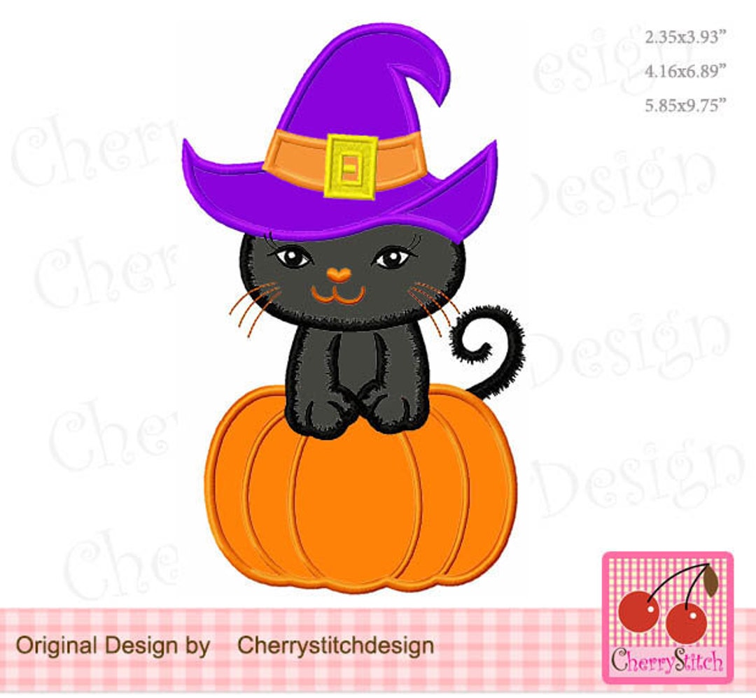 Halloween Black Cat Machine Embroidery Applique Design HL0139 - Etsy