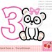 Panda Number 3, Panda Birthday Number 3 Machine Embroidery Applique ...
