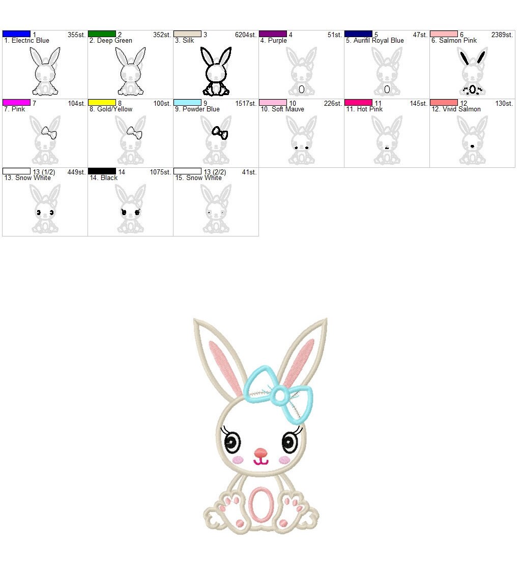 Easter Bunny Baby Bunny Girl with bow Machine Embroidery | Etsy