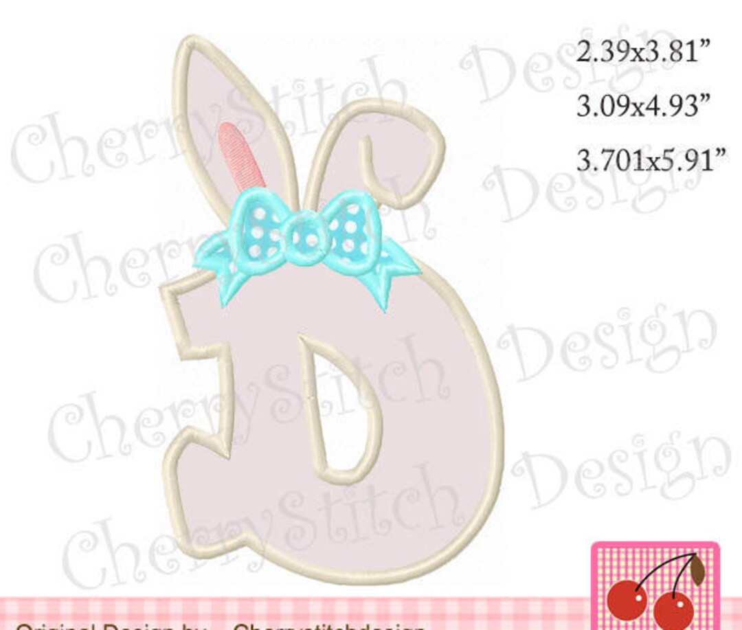 Easter Bunny Monogram D Letter D Easter Machine Embroidery Applique - Etsy