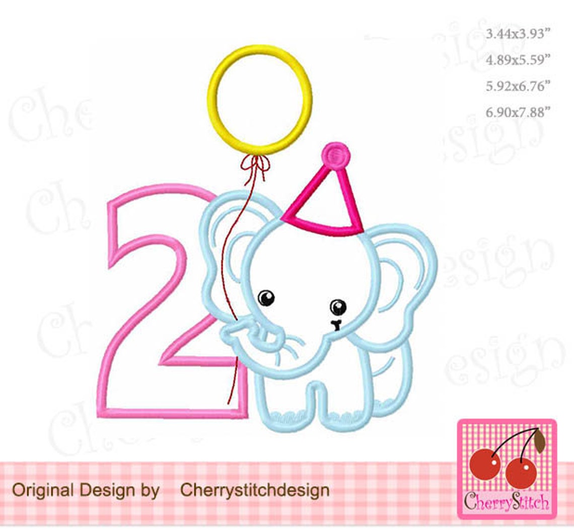 Baby Elephant Number 2 Birthday Number 2 My 2nd Birthday - Etsy